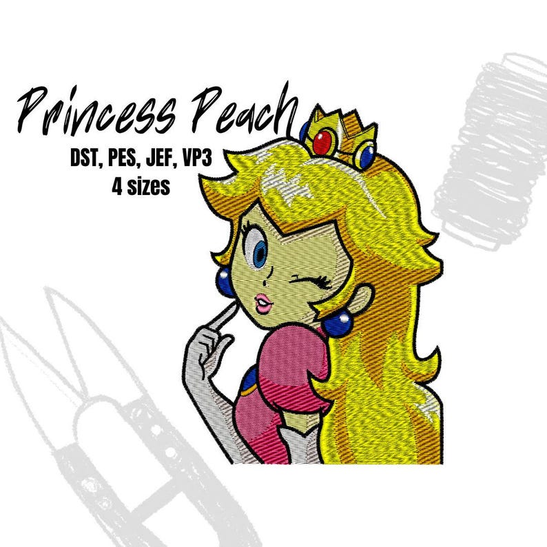 Princess Peach Winking Embroidery Machine Design - Etsy