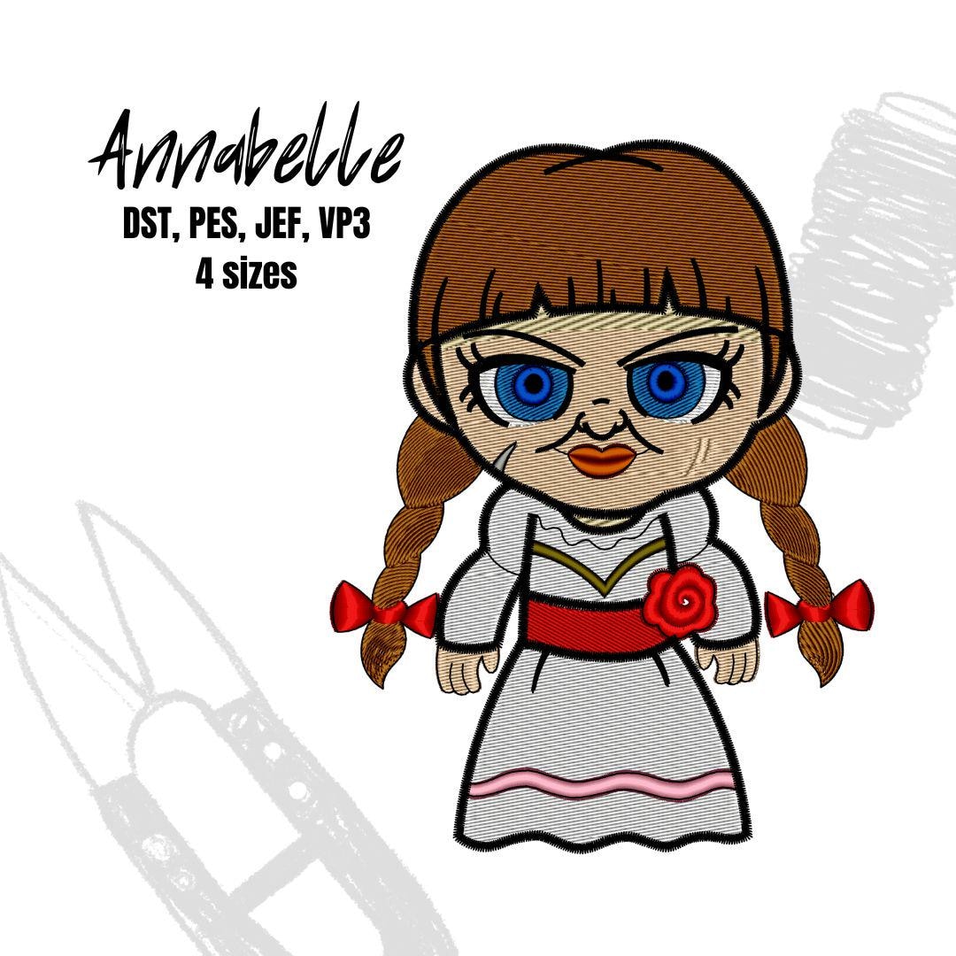 Annabelle Doll, Spooky Halloween Character Embroidery Machine Digital ...