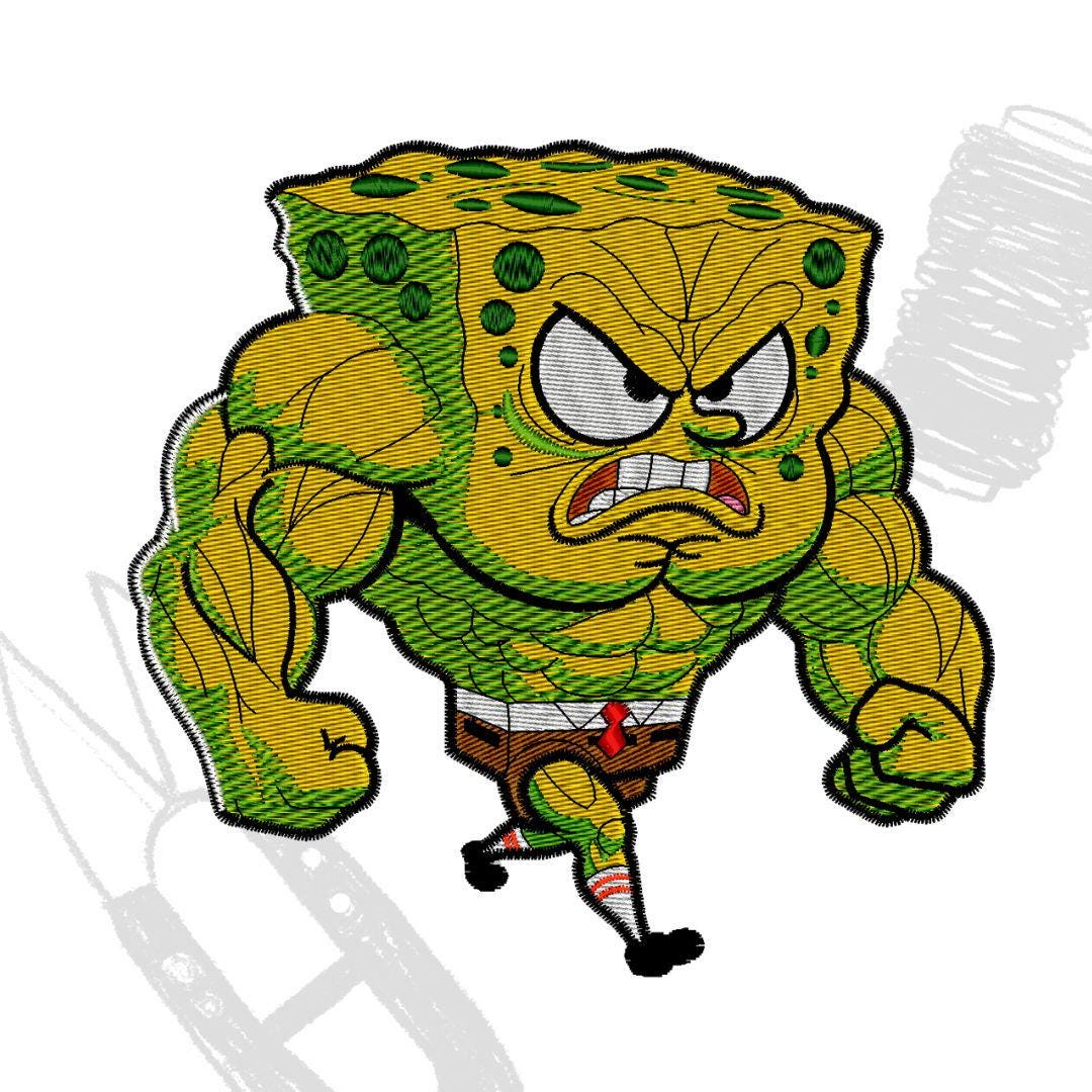 Fitness Bob Sponge Bob Muscle Gym Embroidery Machine Digital File - Etsy