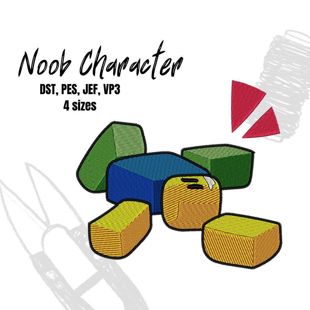 Roblox Noob Pieces Videogame Blocks Character Digital Embroidery ...