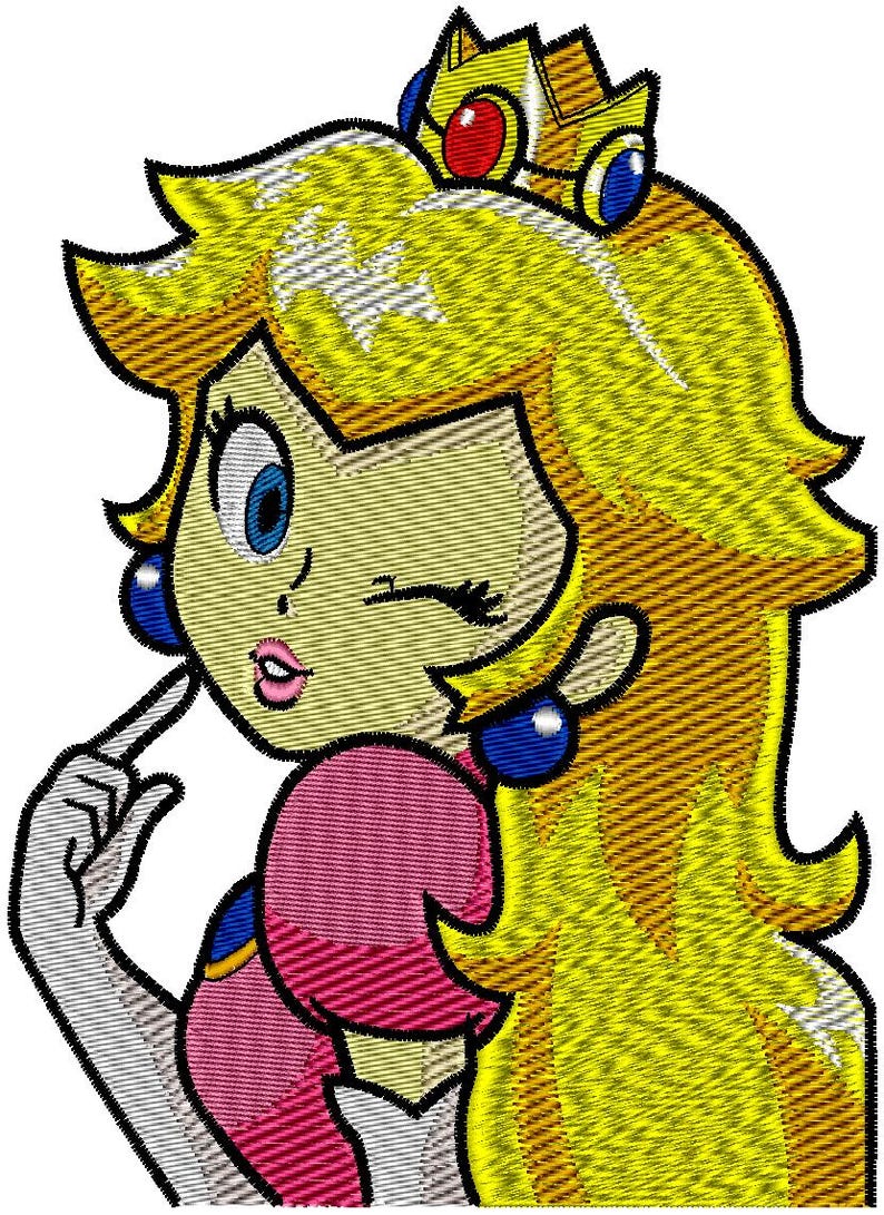 Princess Peach Winking Embroidery Machine Design - Etsy