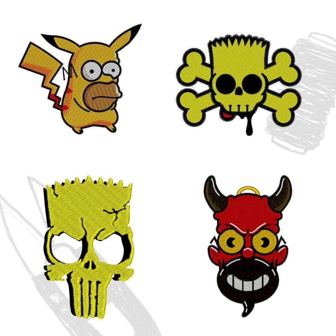 Homer Bart Simpson Devil Punisher Pikachu Pokemon Embroidery Machine ...