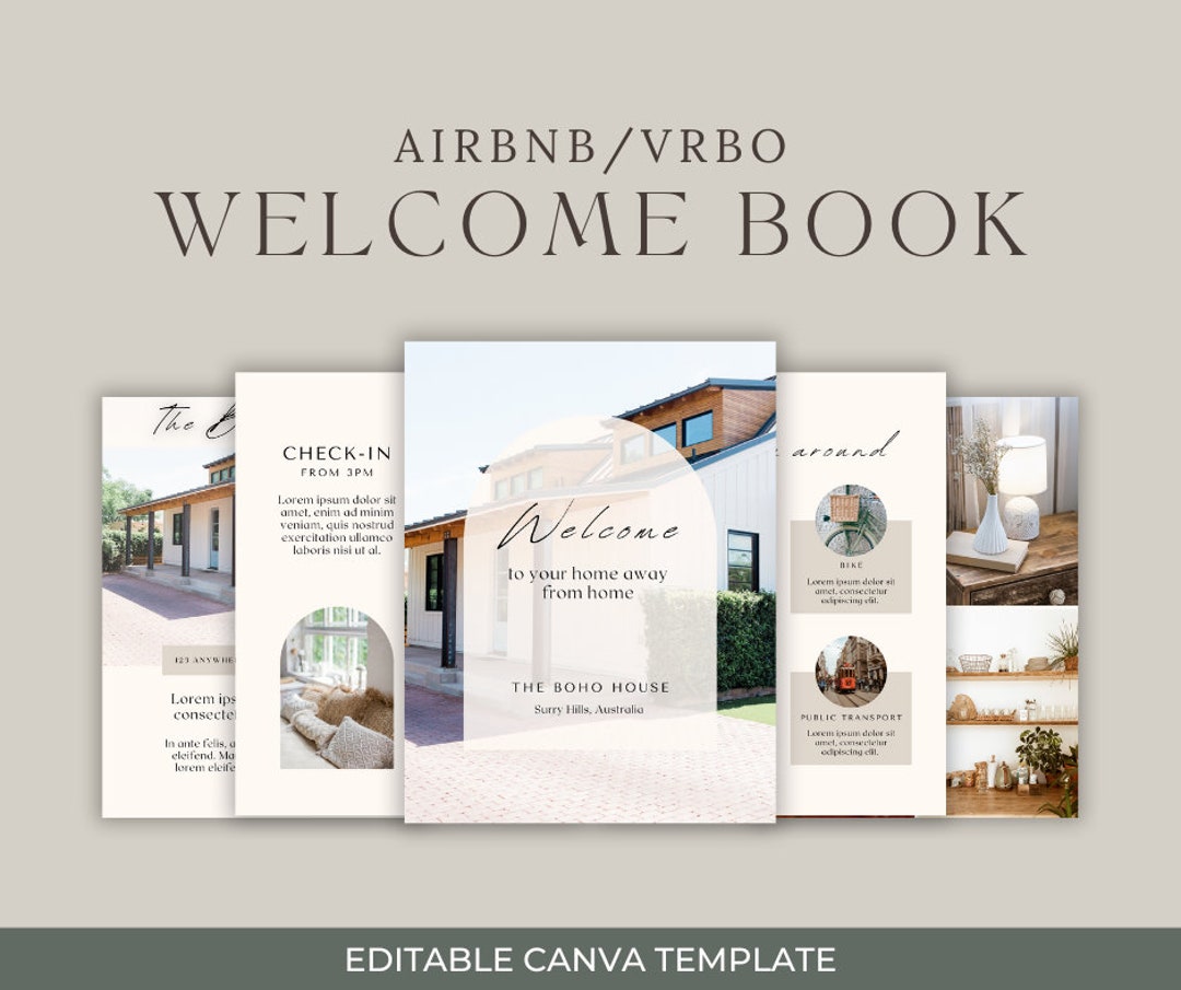 Airbnb, Vacation Home, VRBO Welcome Book Template - Free Canva Acct - Etsy