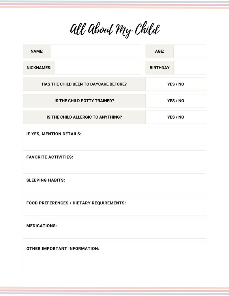 Daycare Bundle - Print or Edit in Canva - Etsy