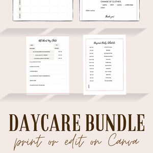 Daycare Bundle - Print or Edit in Canva - Etsy