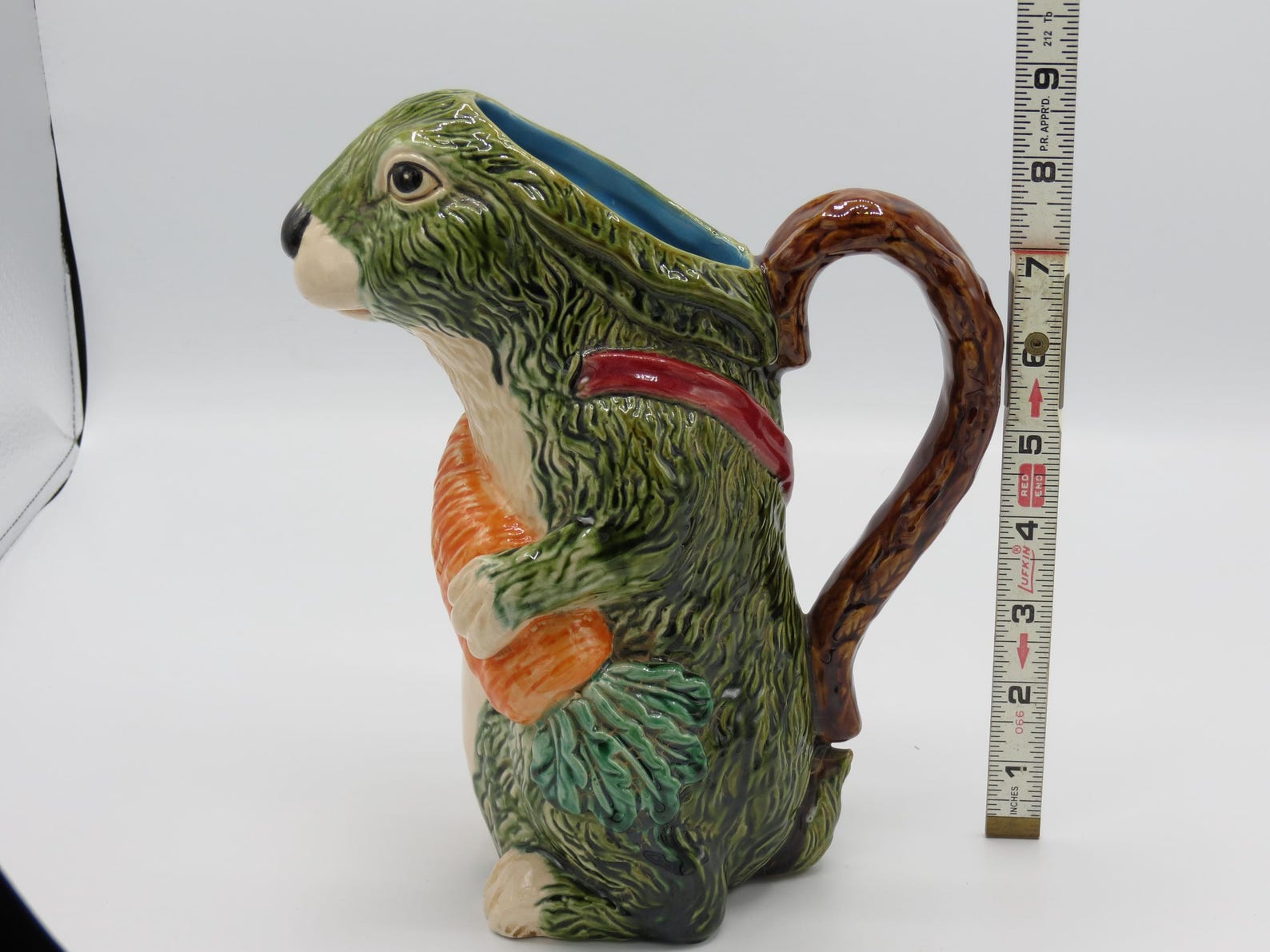 Vintage French Majolica Barbotine Rabbit Carrot Absinthe Pitcher ...