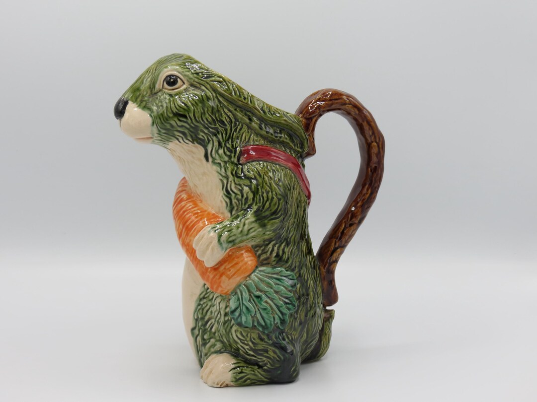 Vintage French Majolica Barbotine Rabbit - Carrot Absinthe Pitcher ...