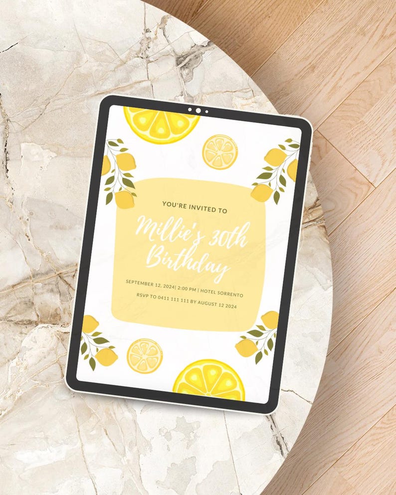 Editable Lemon Birthday Party Invitation, Digital E-invite or Printable ...