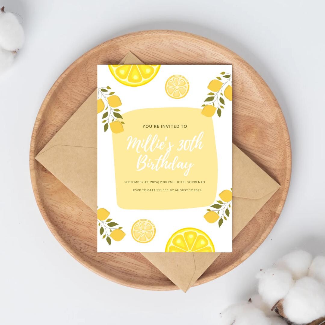 Editable Lemon Birthday Party Invitation, Digital E-invite or Printable ...