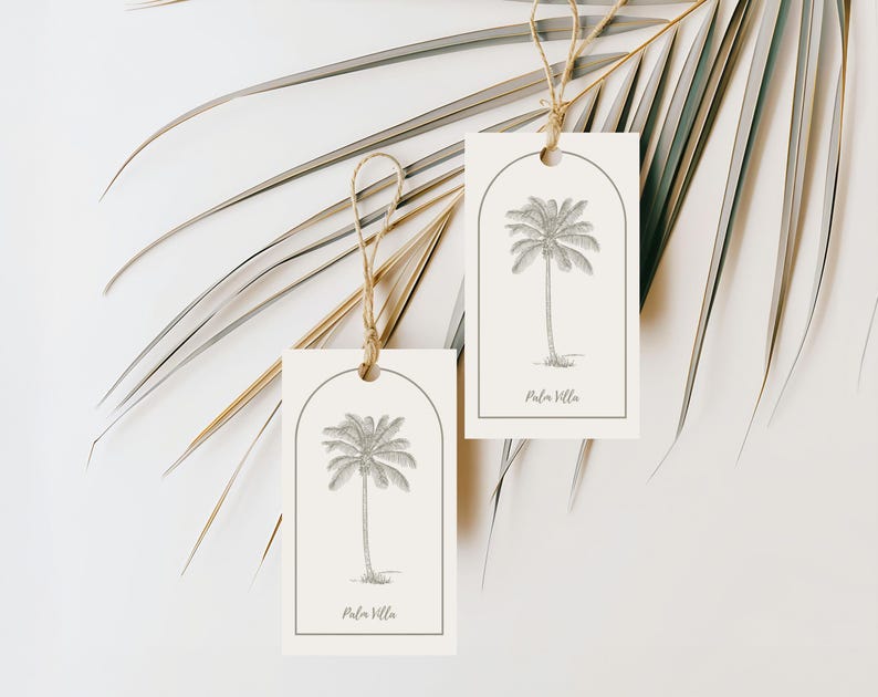 Palm Tree Gift Tag, Thank You Tag, Wedding Favour Tag Template ...