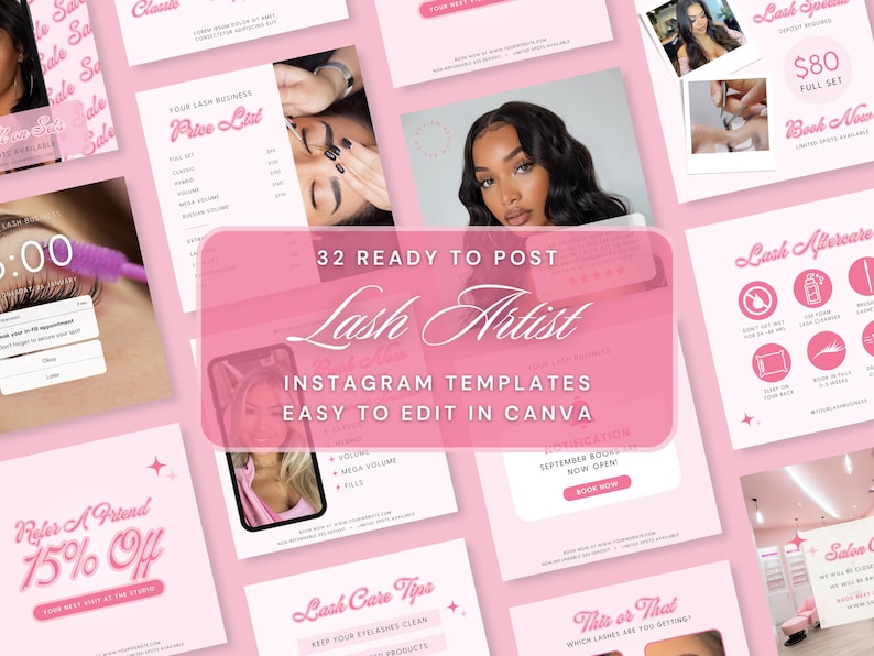 32 Y2K Pink Lash Tech Instagram Post Templates, Lash Quotes, Lash Posts ...