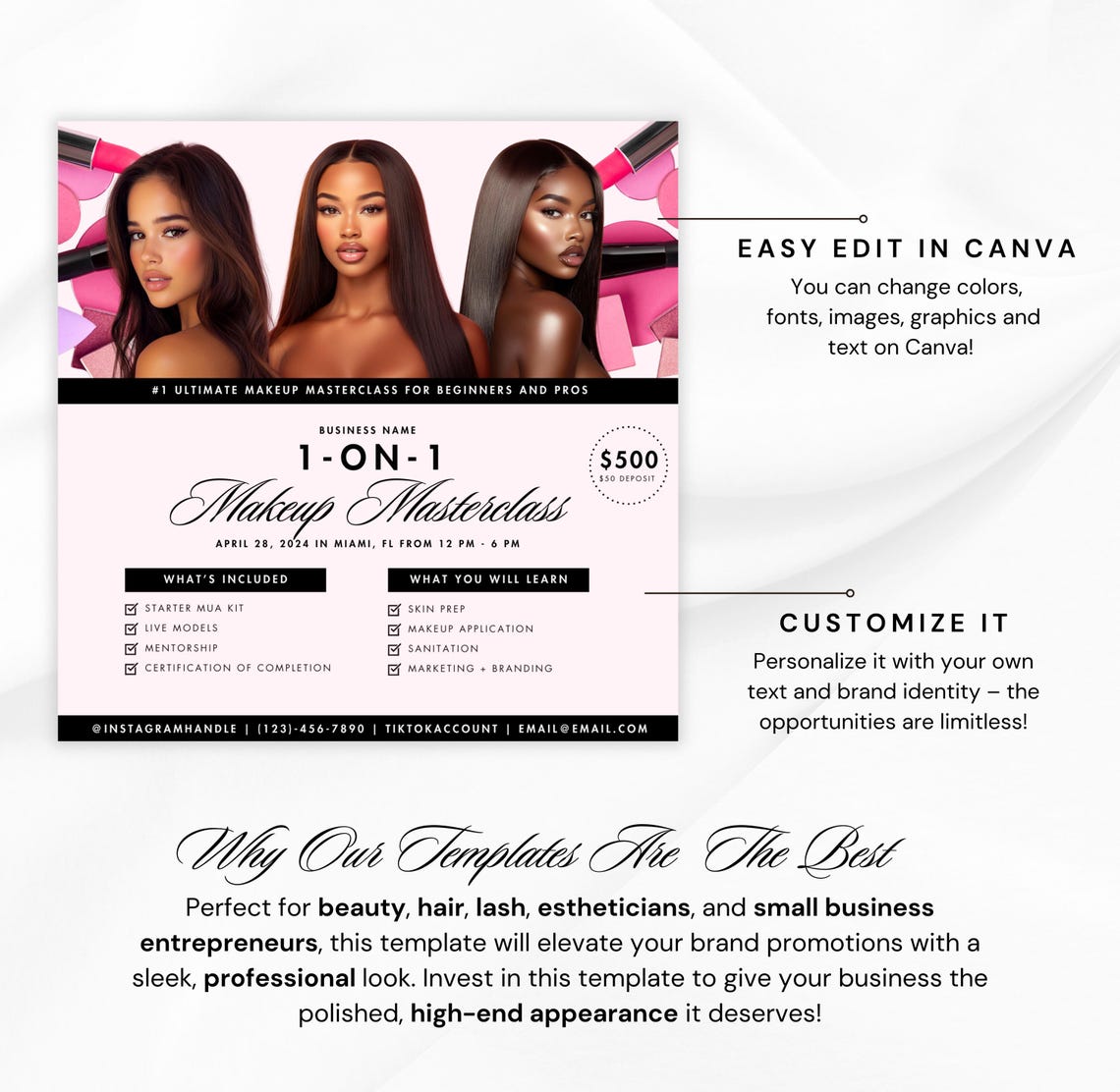 Makeup Class Flyer Template, Makeup Masterclass, Makeup Course Flyer ...