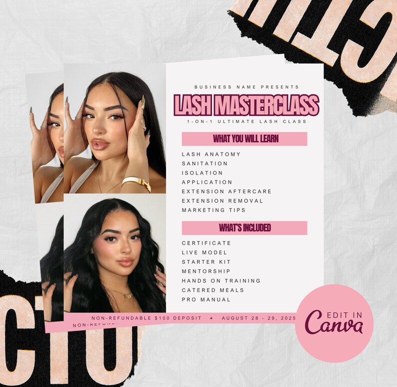 Lash Class Flyer, Lash Extension Flyer, Lash Training Course, Book Now ...