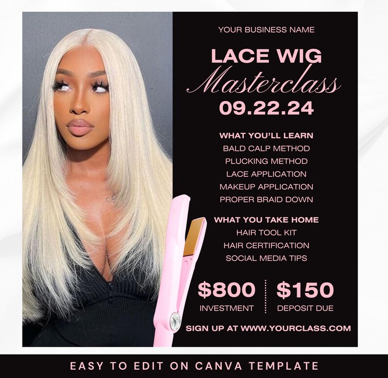 Hair Class Flyer, Lace Class Flyer, Masterclass Flyer, Lash Class Flyer ...