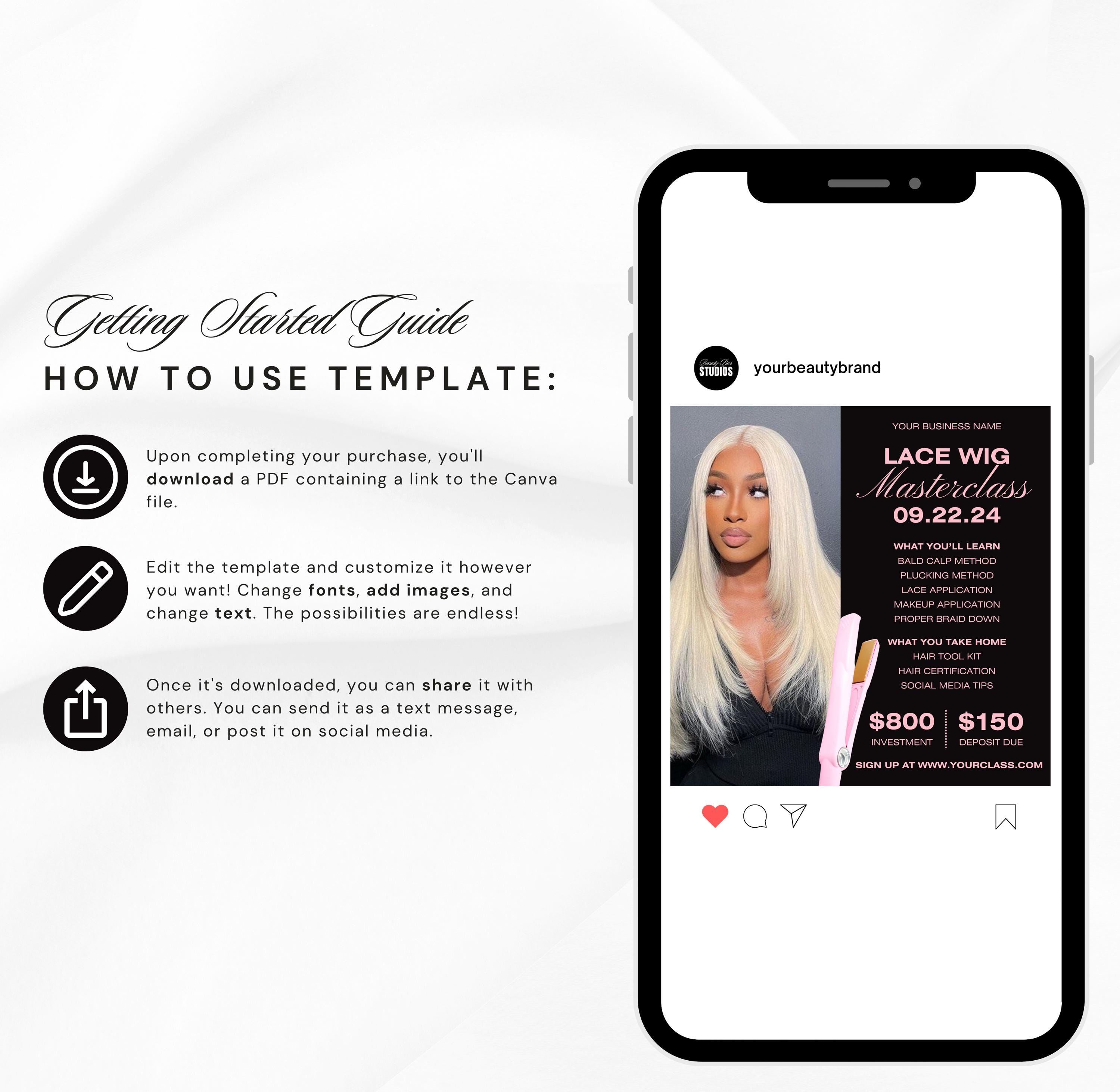 Hair Class Flyer, Lace Class Flyer, Masterclass Flyer, Lash Class Flyer ...