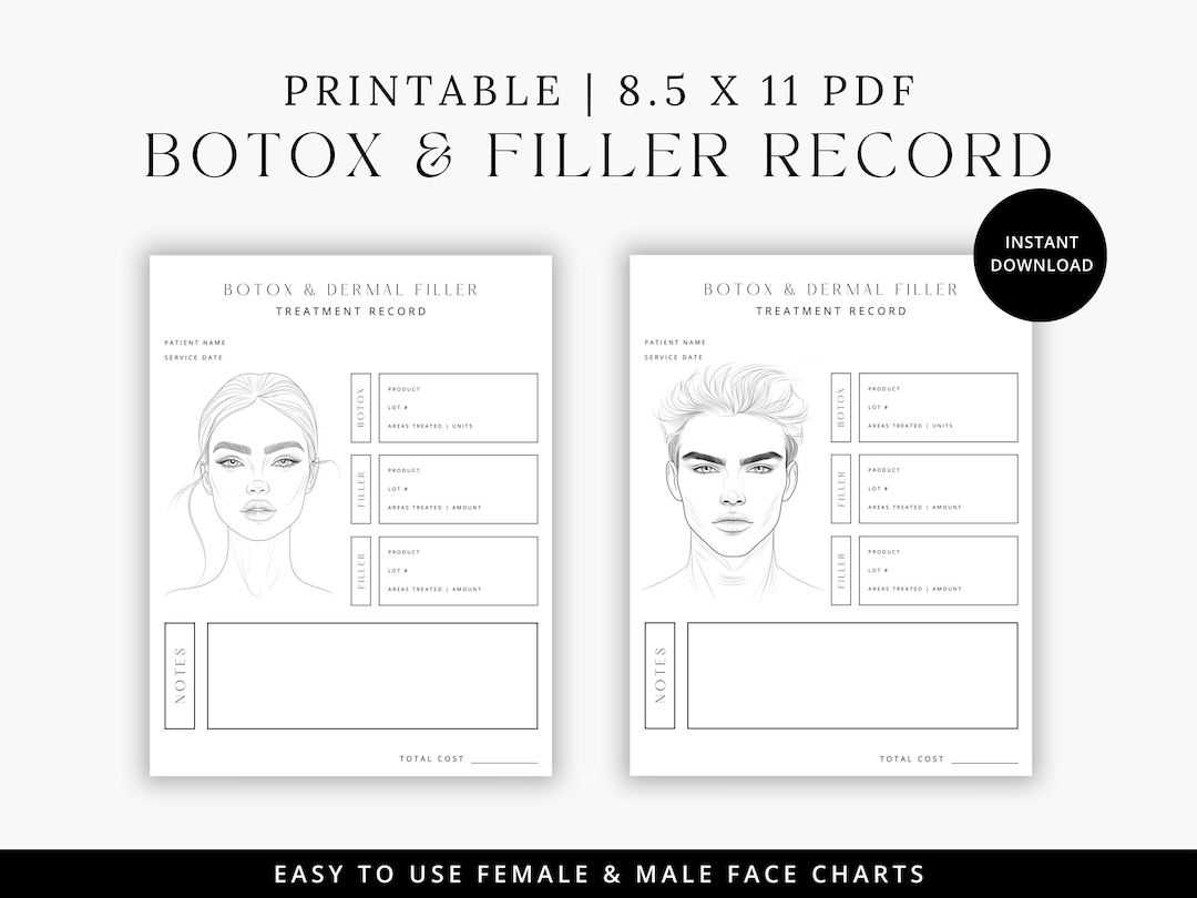 BOTOX + Dermal Filler, Treatment Record, Patient Record, BOTOX, Dermal ...