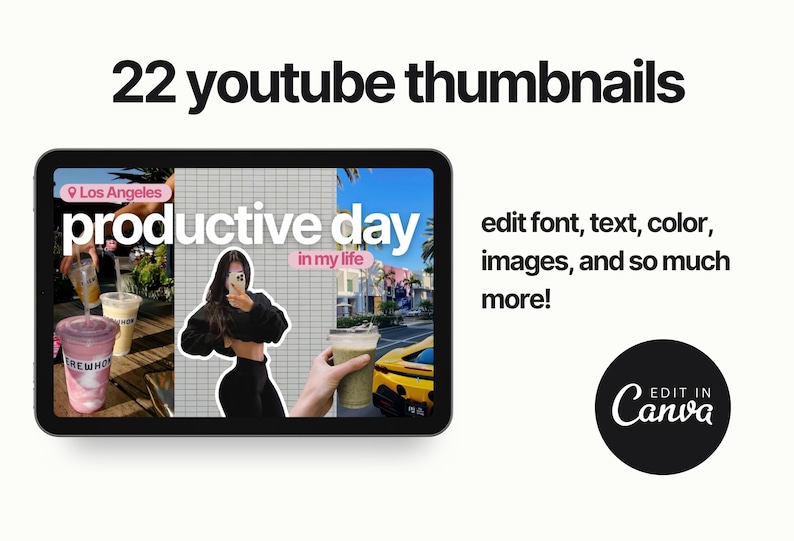 22 Youtube Thumbnail Canva Template, Customizable Minimalist Design ...
