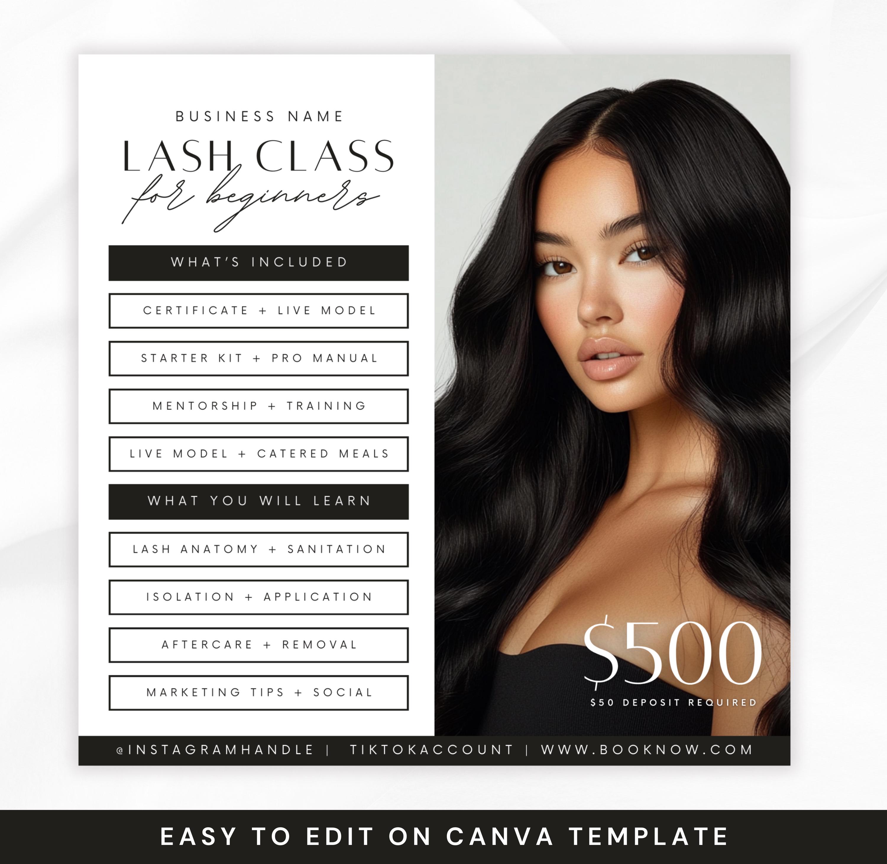 Lash Class Flyer, Lash Extension Flyer, Lash Training Course, Lash Tech ...