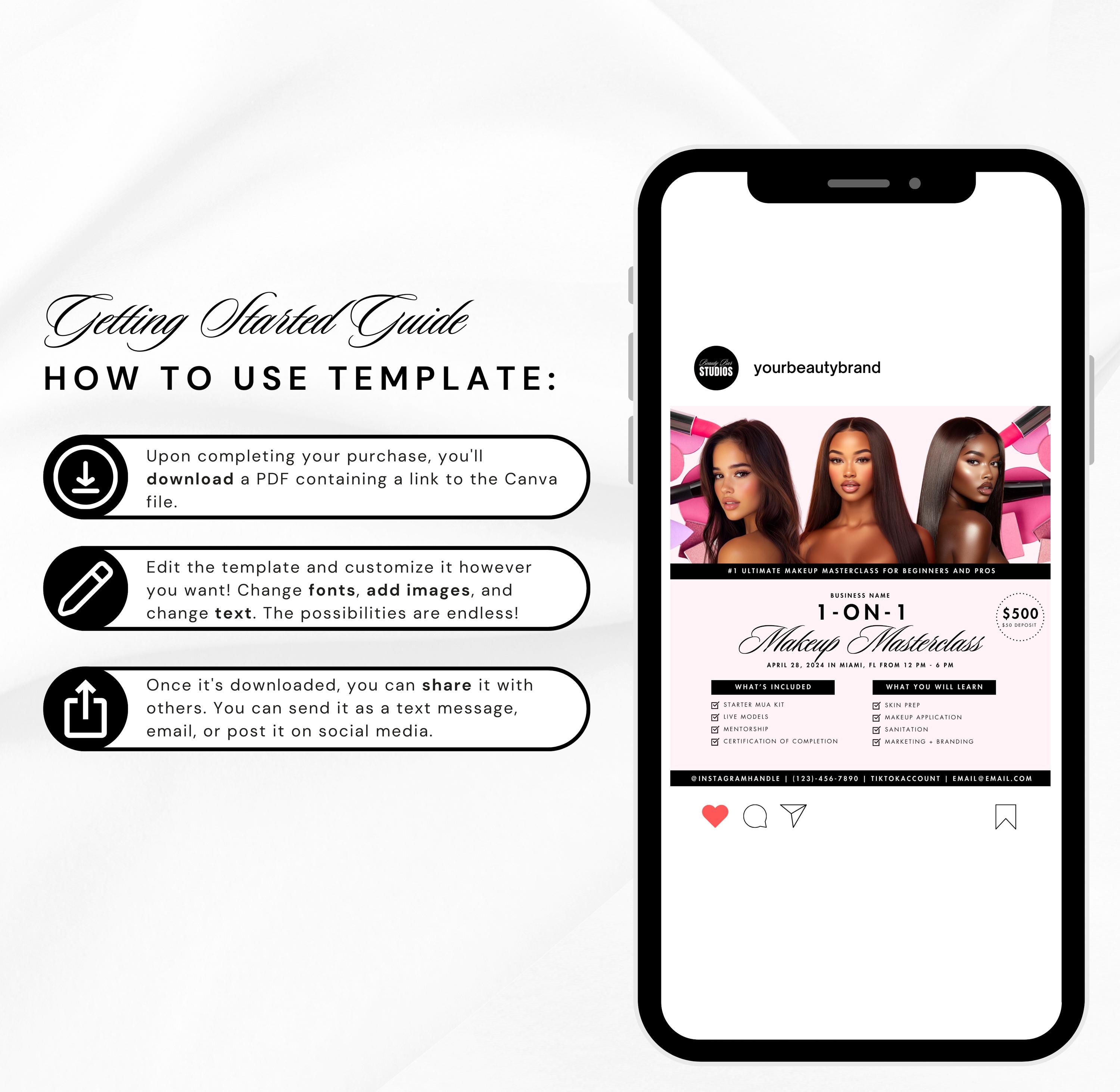 Makeup Class Flyer Template, Makeup Masterclass, Makeup Course Flyer ...