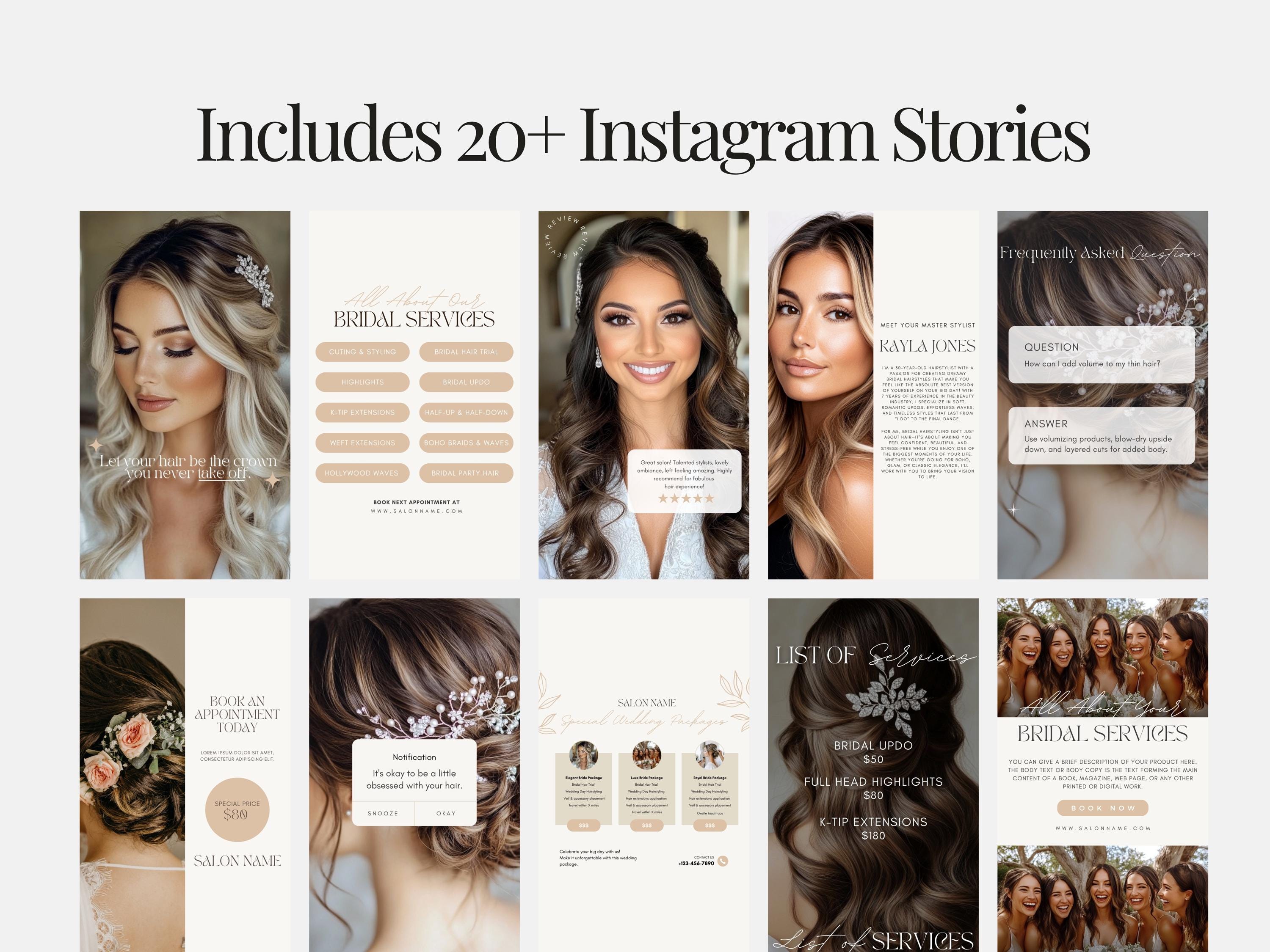 Bridal Social Media Templates, Bridal Hairstylist Instagram Story ...