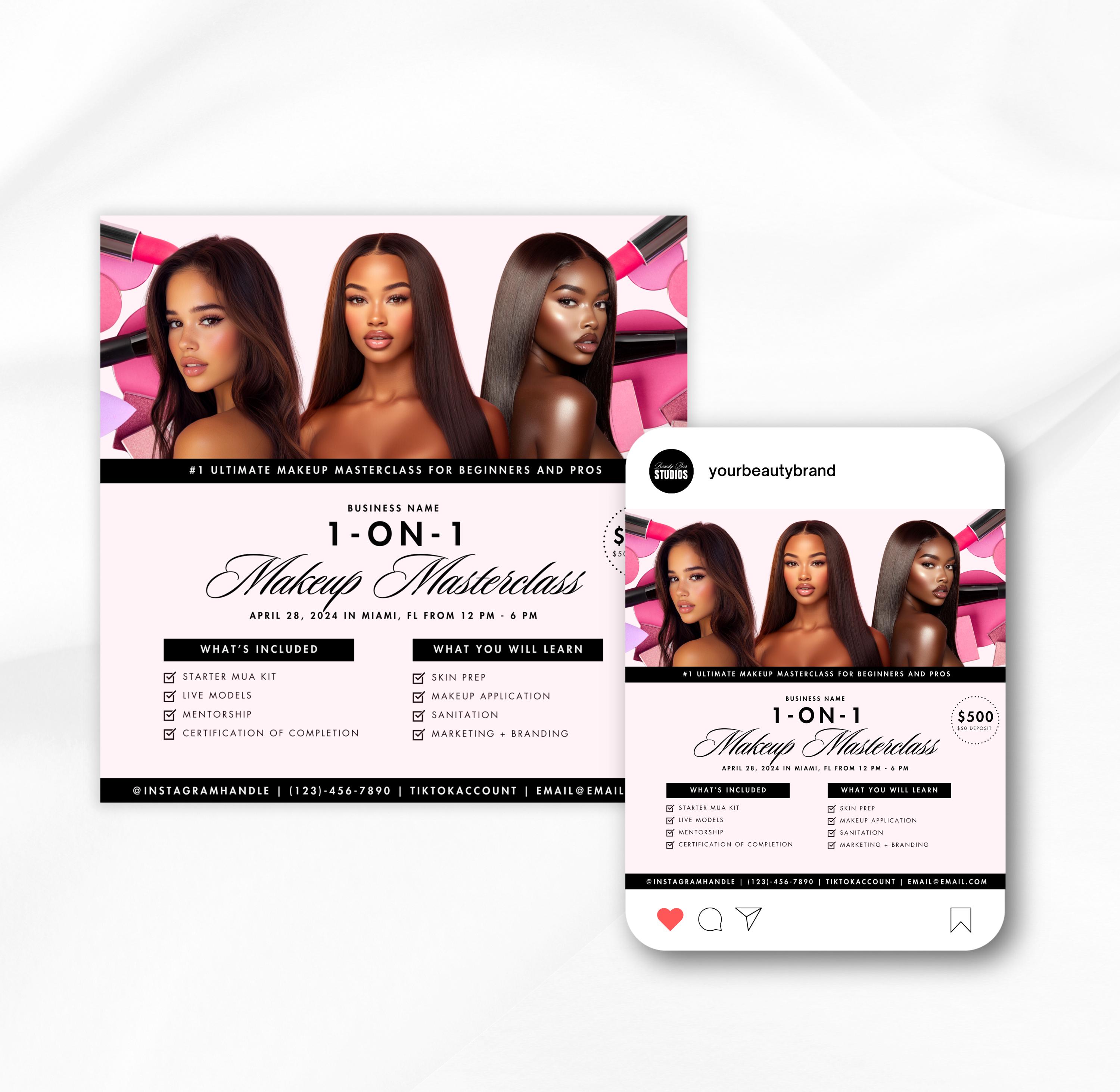 Makeup Class Flyer Template, Makeup Masterclass, Makeup Course Flyer ...