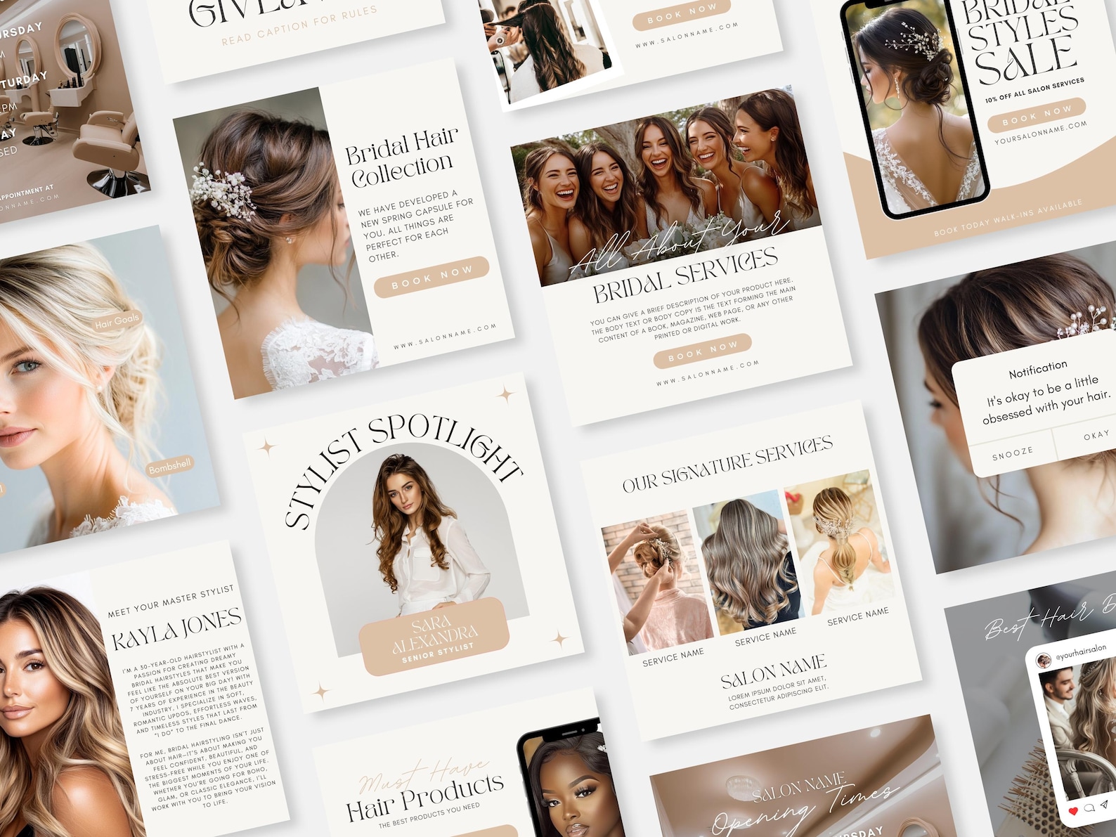 Bridal Social Media Templates, Bridal Hairstylist Instagram Story ...