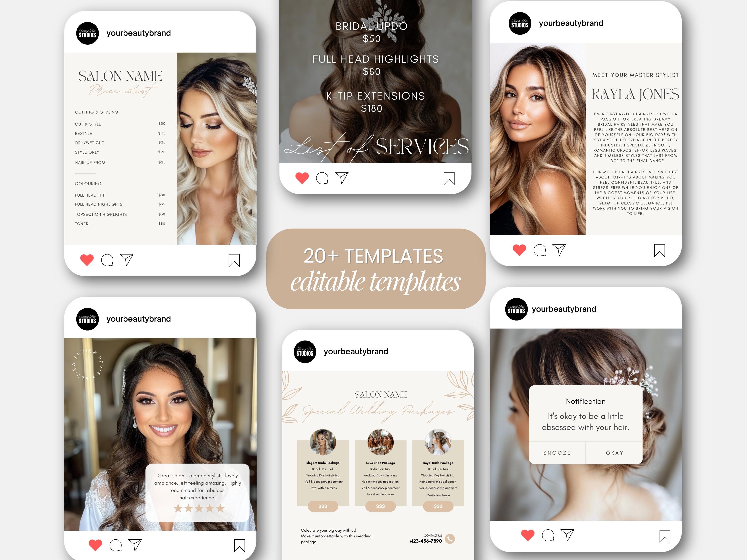 Bridal Social Media Templates, Bridal Hairstylist Instagram Story ...