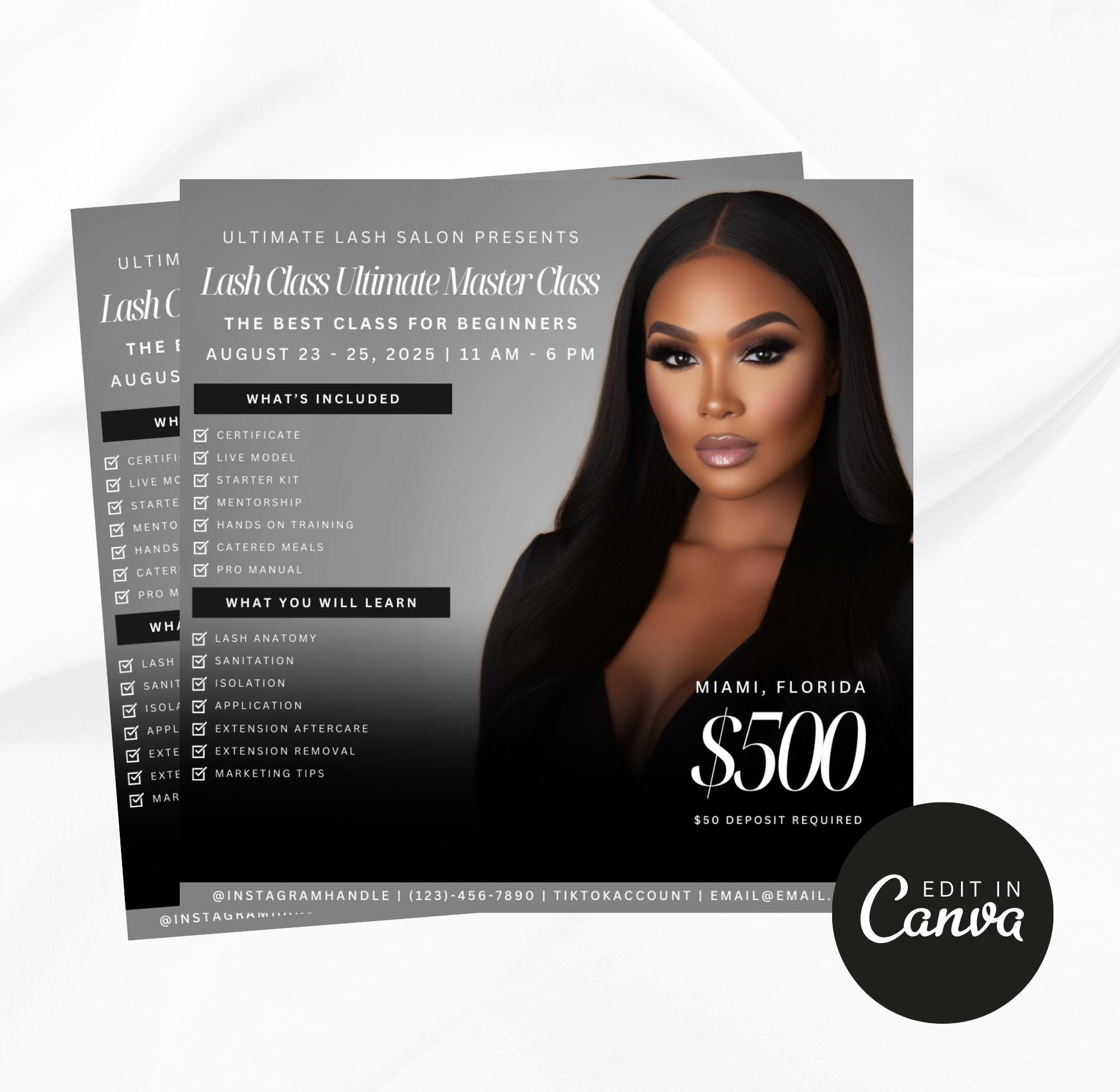 Lash Class Flyer, Lash Extension Flyer, Lash Training Course, Book Now ...