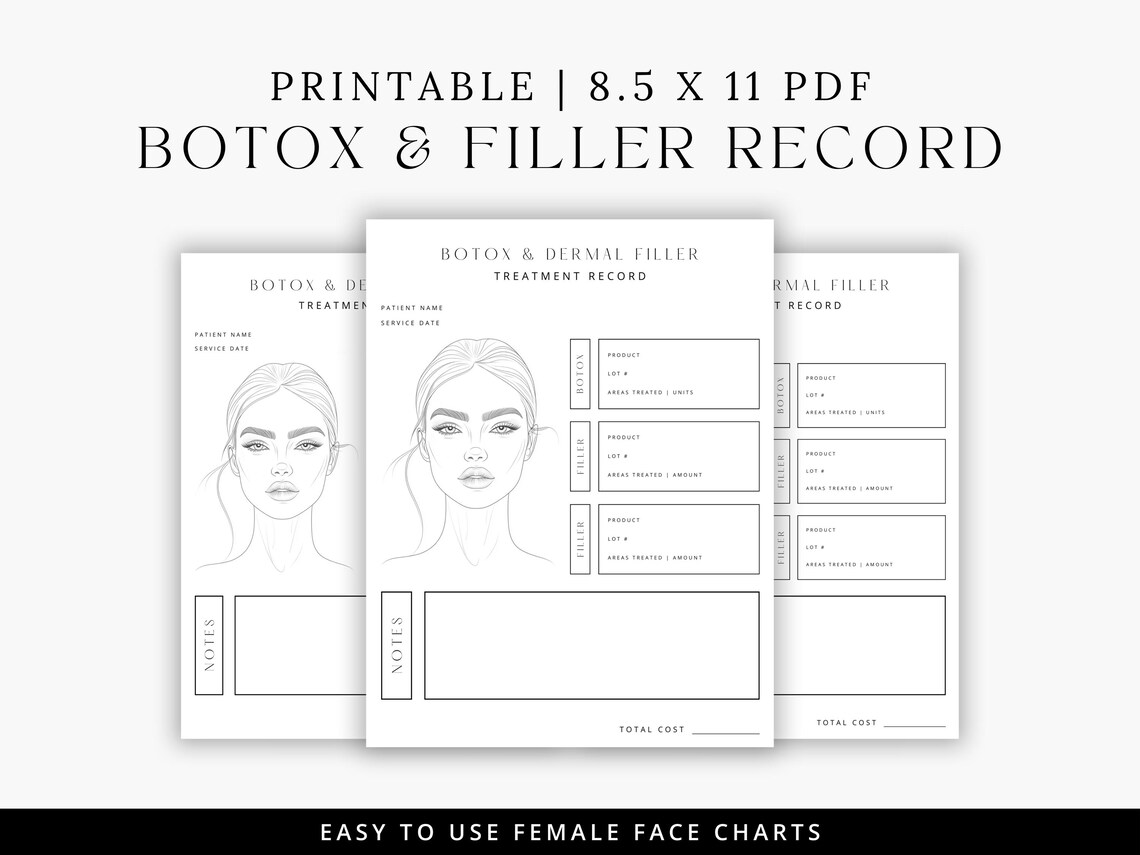 BOTOX + Dermal Filler, Treatment Record, Patient Record, BOTOX, Dermal ...