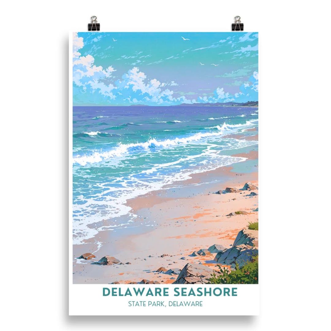 Delaware Seashore State Park Travel Poster | Delaware Beautiful Beach ...