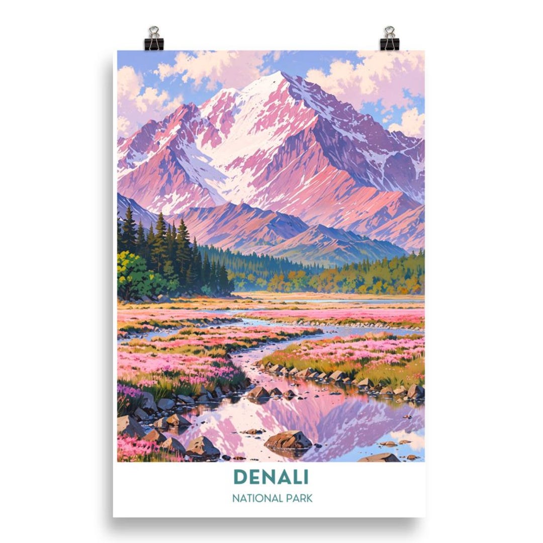 Denali National Park Travel Poster | Denali Wall Art - Etsy