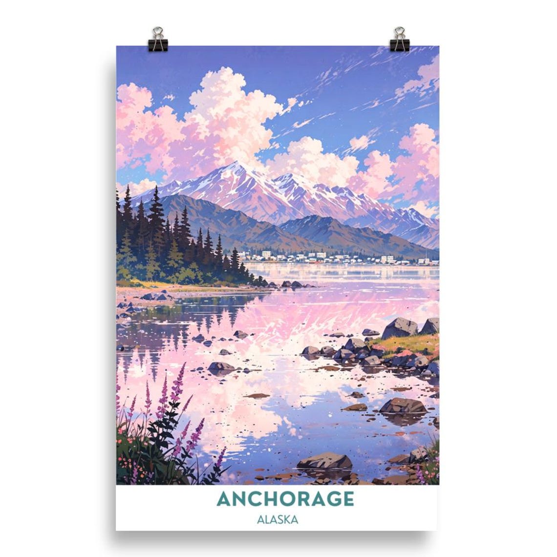 Anchorage, Alaska | Alaska Landscape Poster | Alaska Art Print - Etsy