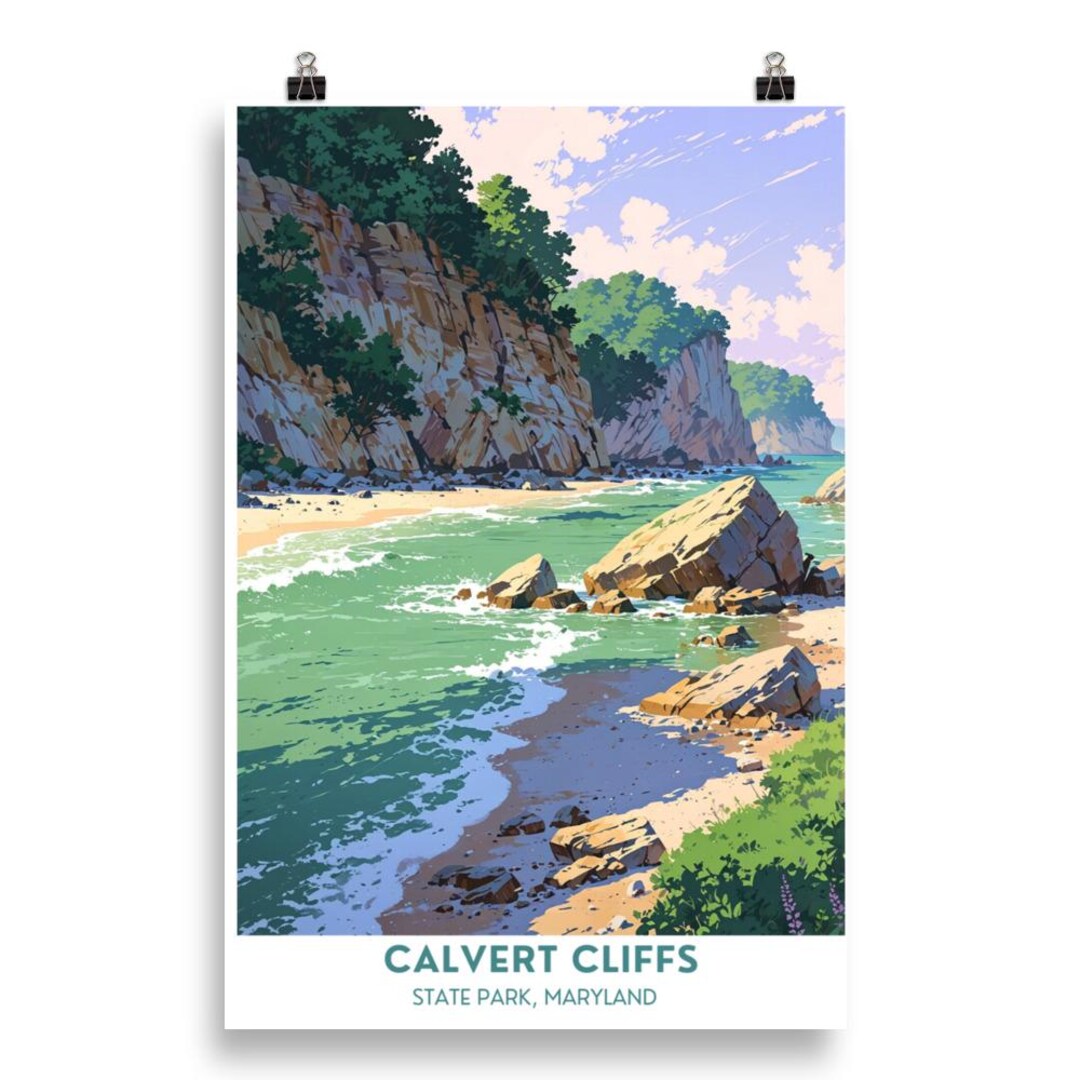 Calvert Cliffs State Park Travel Poster Maryland Landscape Art Print - Etsy
