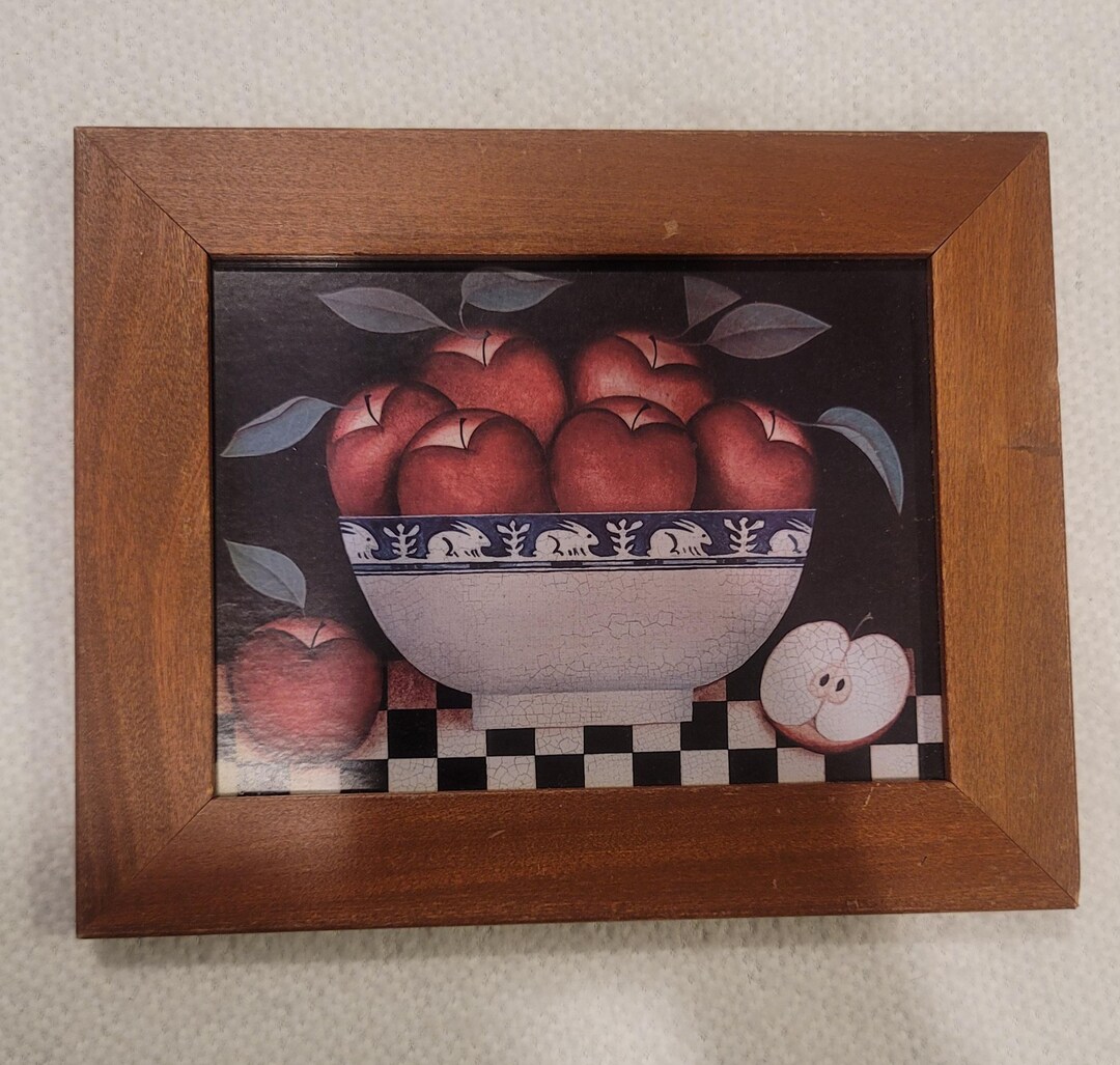 Vintage Wooden Framed Apple Art Print - Etsy