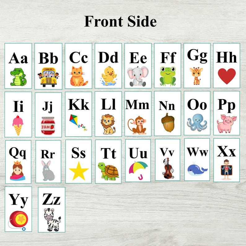 Printable Alphabet Flash Cards: ABC Learning for Toddlers (digital ...