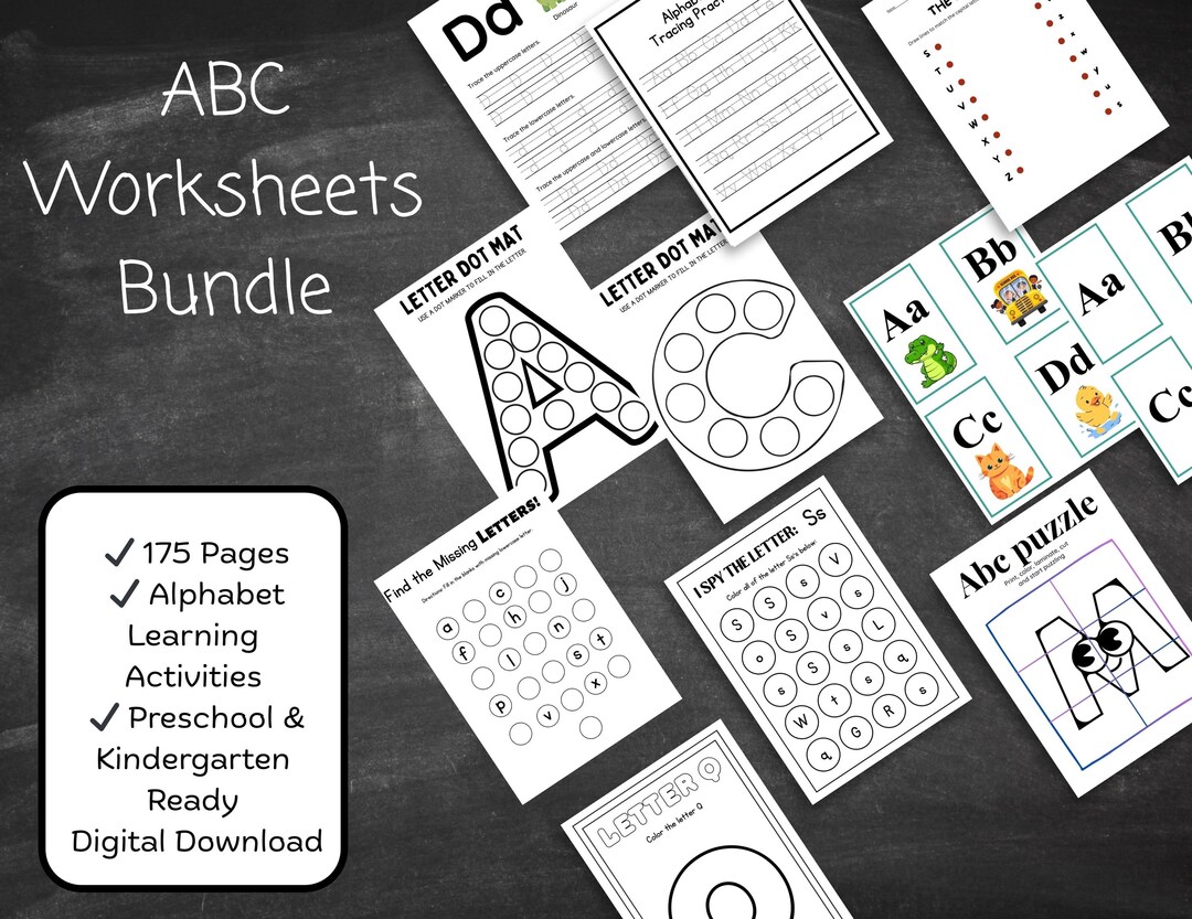 Alphabet Letter Worksheets Bundle | Preschool ABC Practice | 175 Pages ...