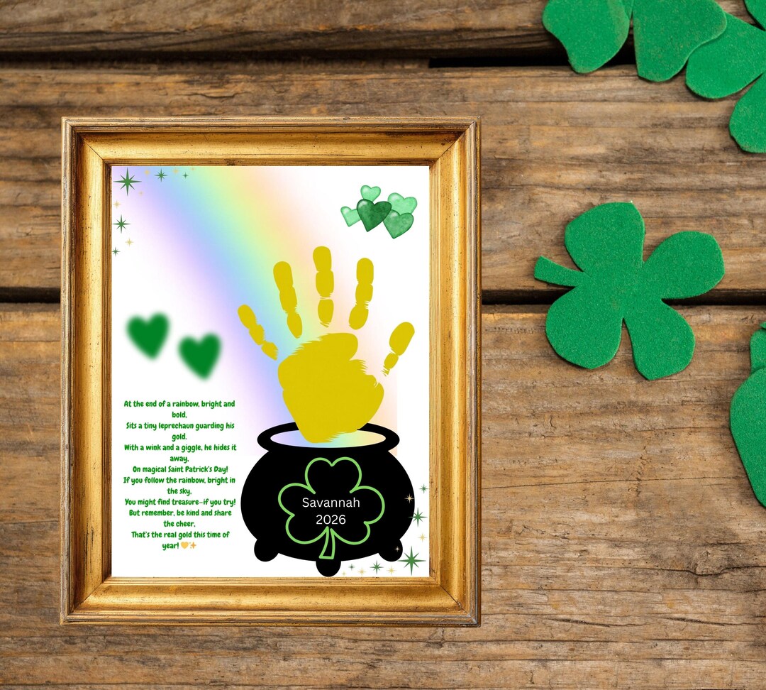 St Patrick's Day Handprint Art Poem, Pot of Gold Shamrock Craft ...