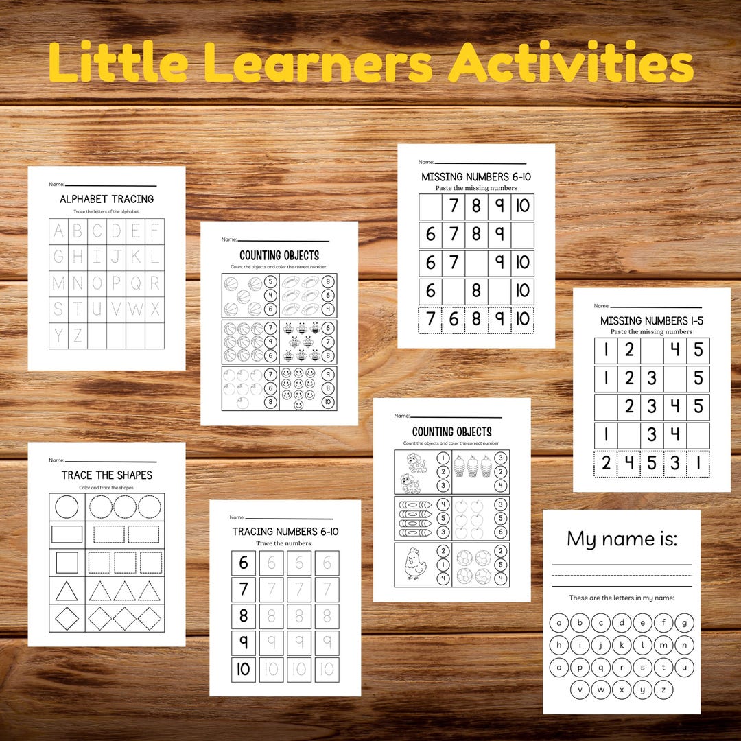 Preschool Activity Workbook: Fun Learning Worksheets (PDF) - Etsy