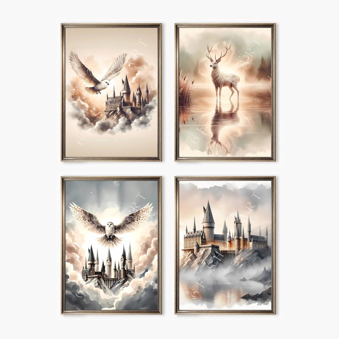 Wizard Posters Set Digital Print, Wizard School Decor, Magic Download ...