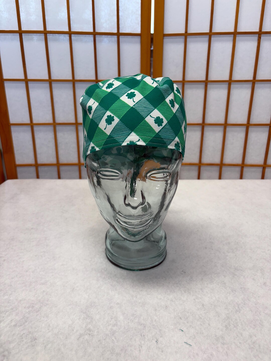 Scrub Cap, Green and White Plaid With Shamrocks, Happy St. Patrick's ...