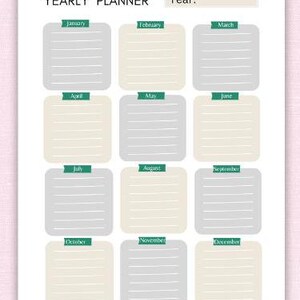 Editable Yearly Planner, Printable Yearly Overview on One Page, Year at ...