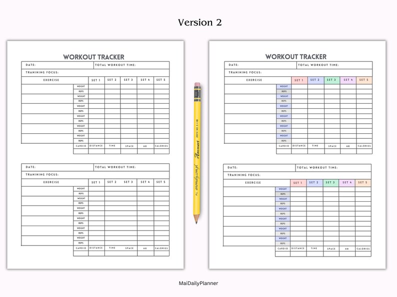 Workout Tracker Printable, Daily Exercise Log, Workout Planner, Fitness ...