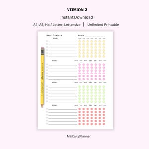 Weekly Habit, Monthly Habit Tracker Printable, Habit Tracker Template ...