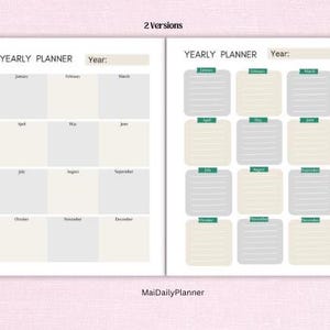 Editable Yearly Planner, Printable Yearly Overview on One Page, Year at ...