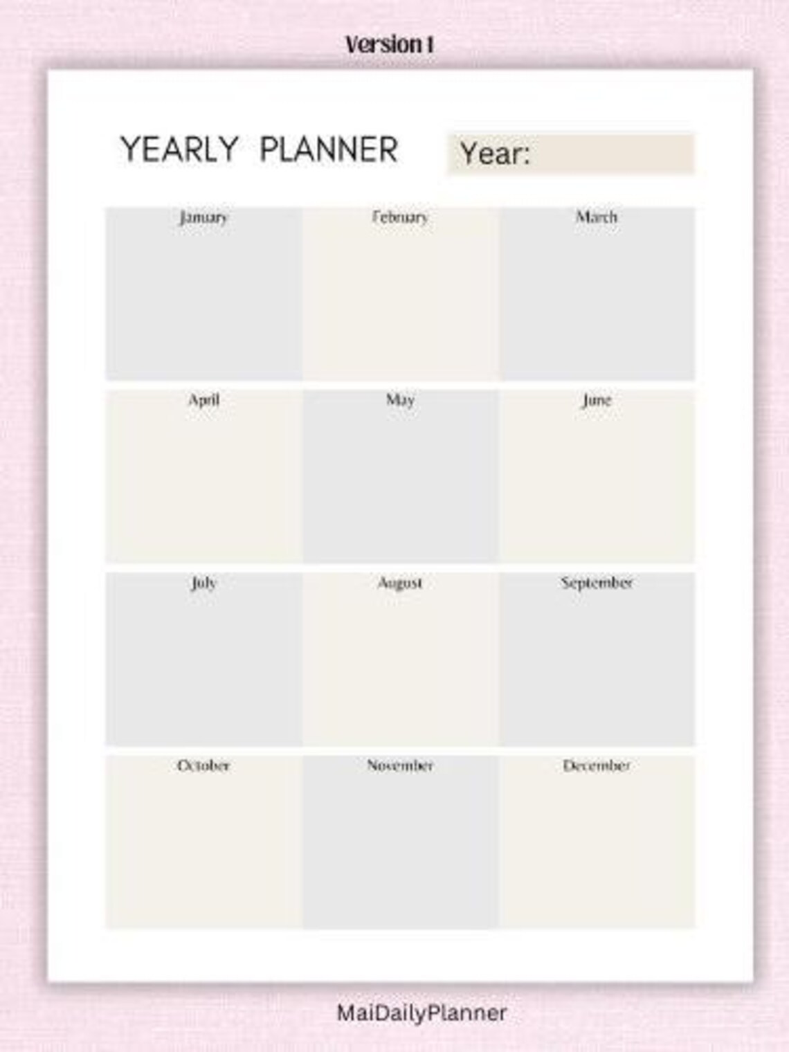 Editable Yearly Planner, Printable Yearly Overview on One Page, Year at ...