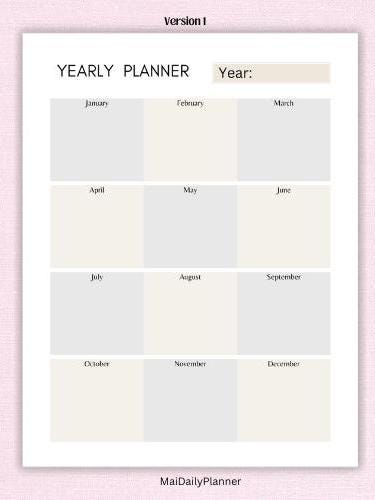 Editable Yearly Planner, Printable Yearly Overview on One Page, Year at ...
