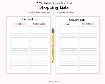 Printable Grocery List Template, Grocery Planner, Food Shopping List ...