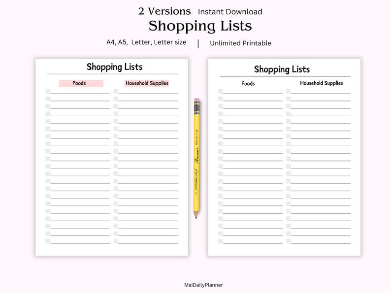 Grocery List Printable Template, Grocery Planner, Food Shopping List ...