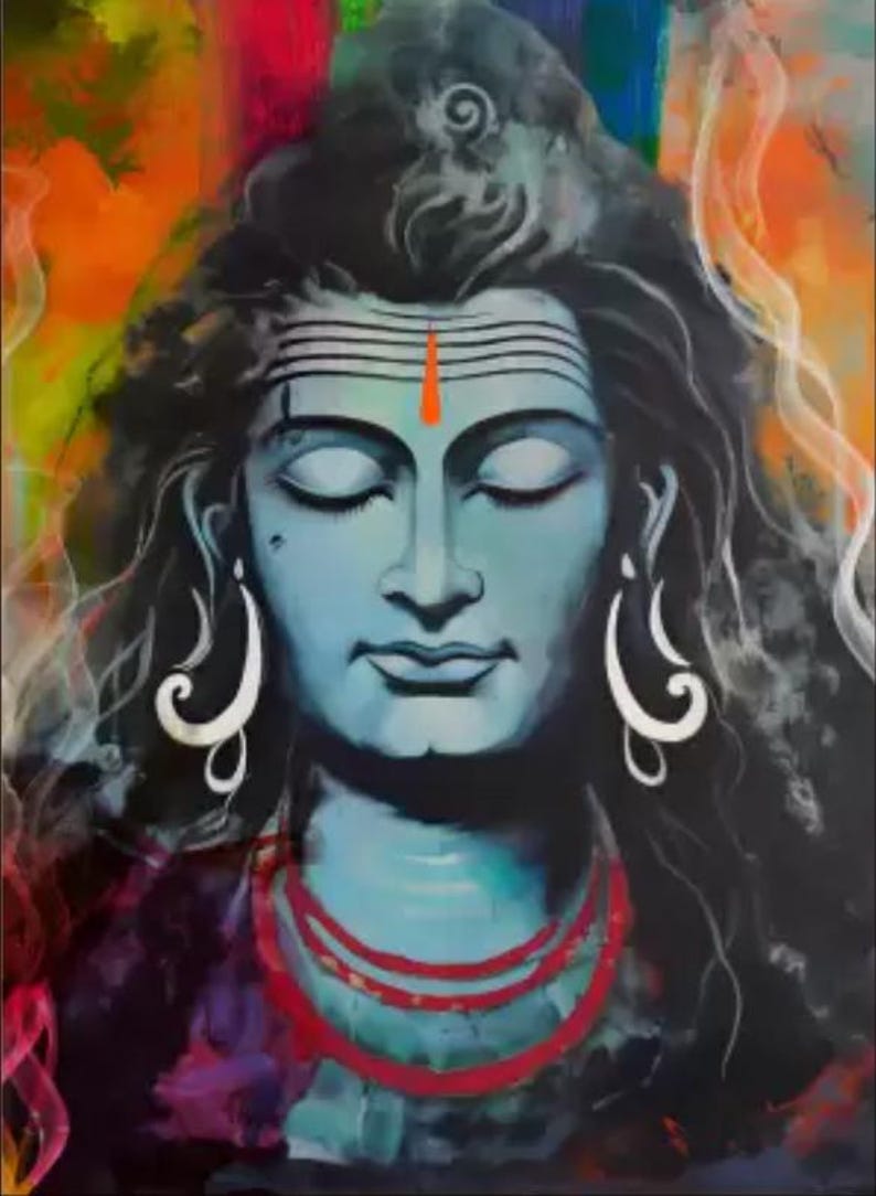 Lord Shiva Wall Art Spiritual Canvas Painting, Mahadev Home Décor Hindu ...