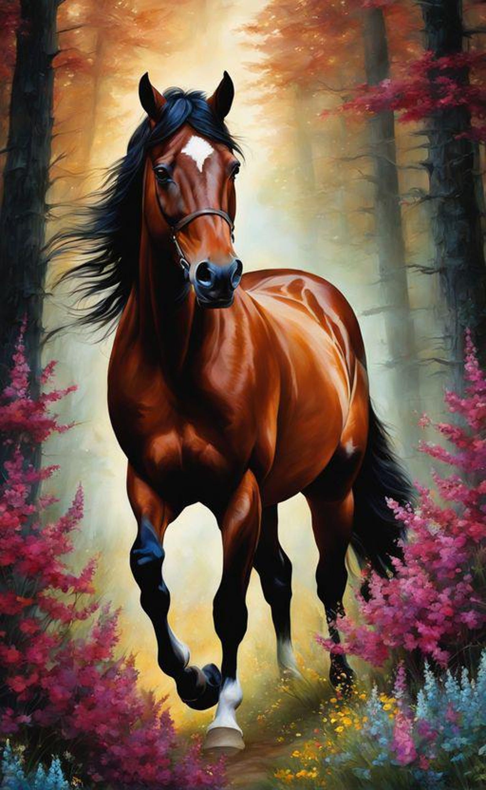 Colourful Horse Painting on Canvas. Original Horse Canvas Wall Art ...